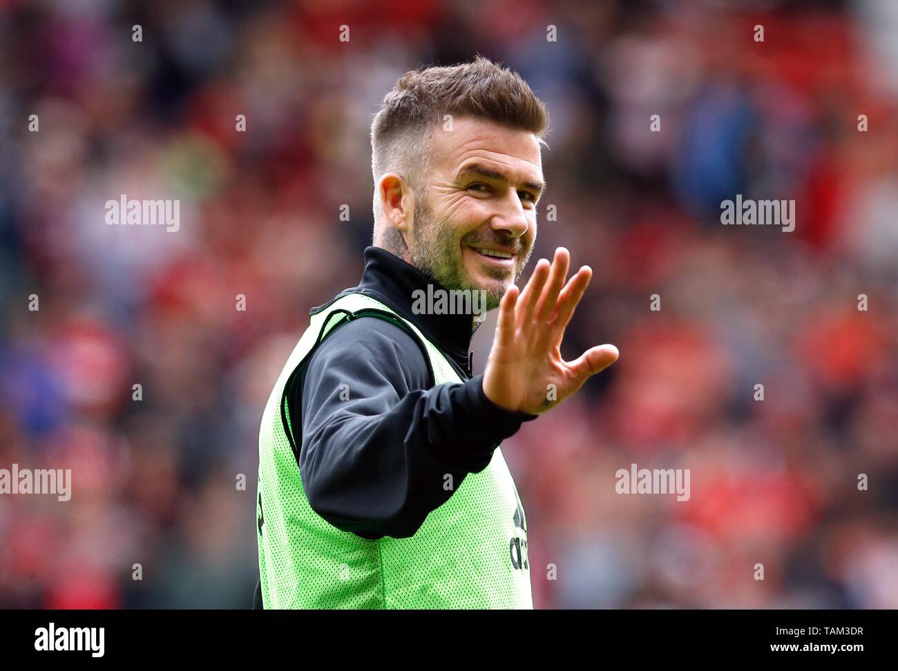 Manchester United Legends David Beckham warms up before the legends ...