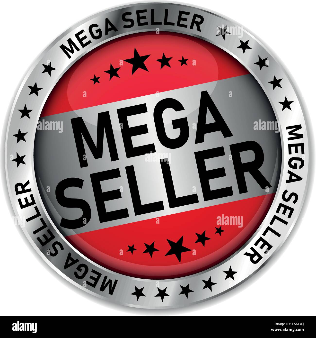 colored button with banner and text Mega Seller Stock Vector Image ...