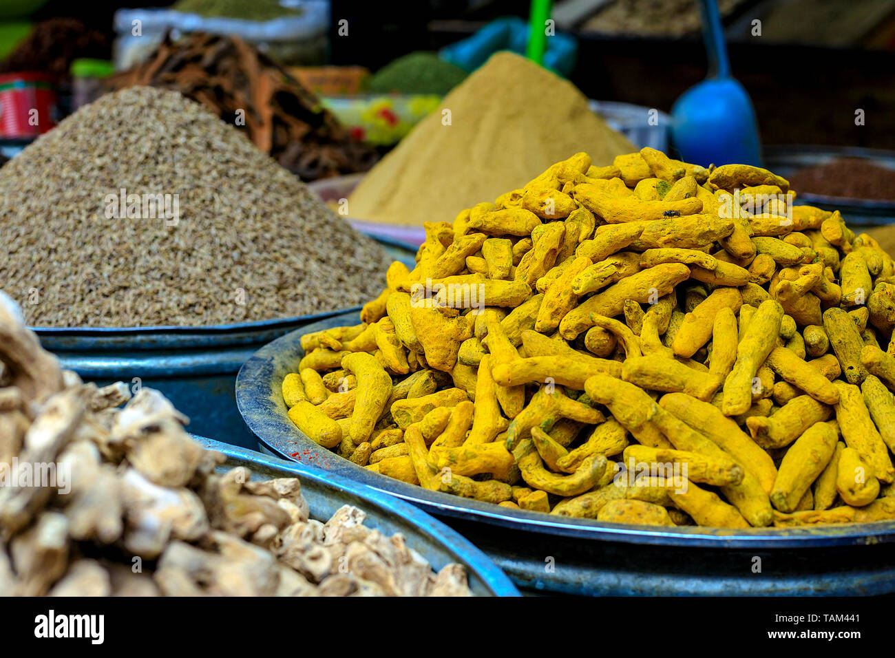 Traditional Spices at the market Marrakesh, Morocco. Coffee, paprika ...