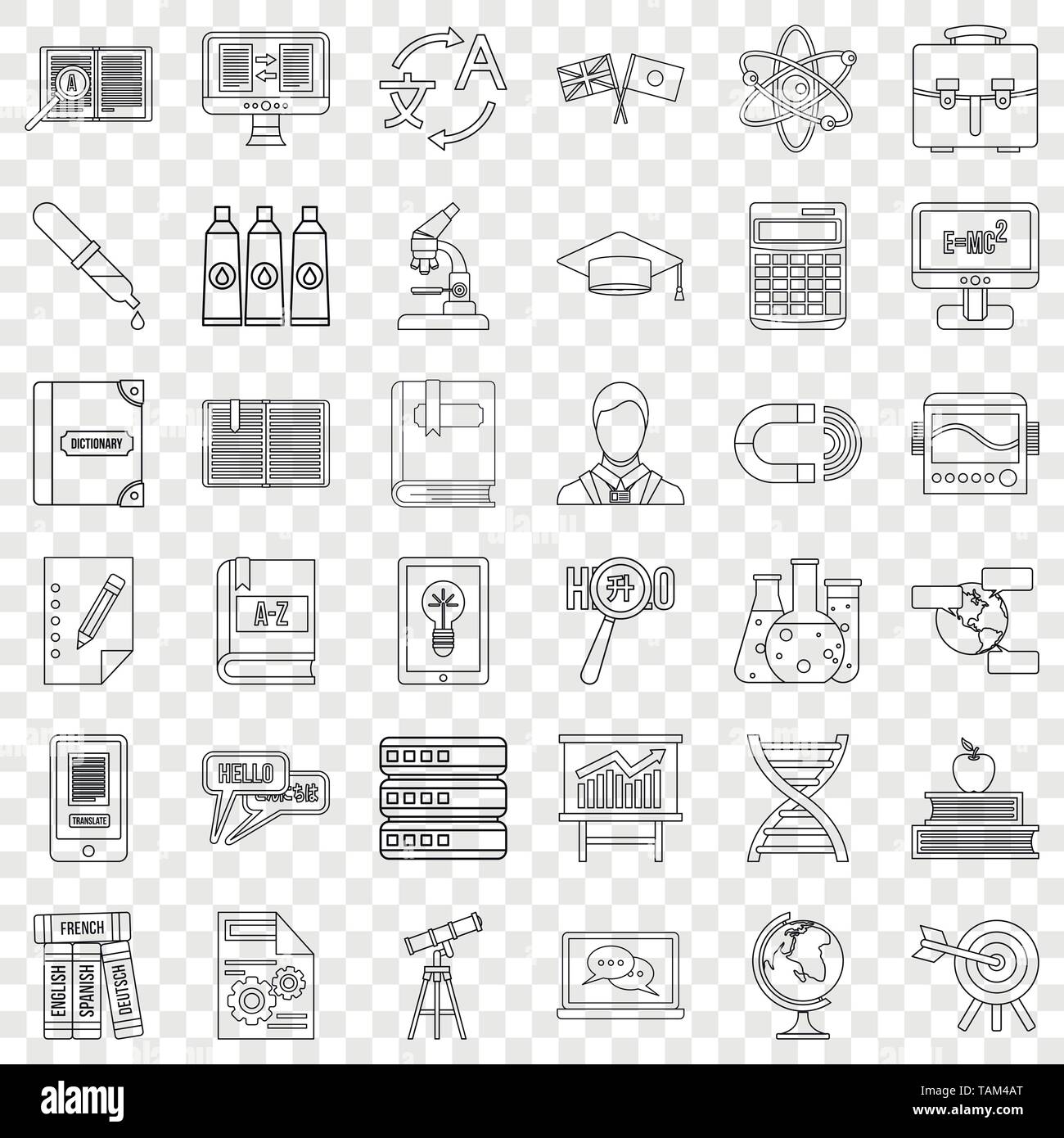 English icons set, outline style Stock Vector Image & Art - Alamy