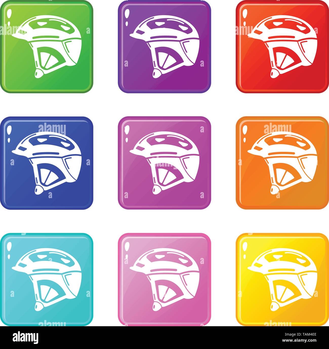 Bike helmet icons set 9 color collection Stock Vector Image & Art - Alamy
