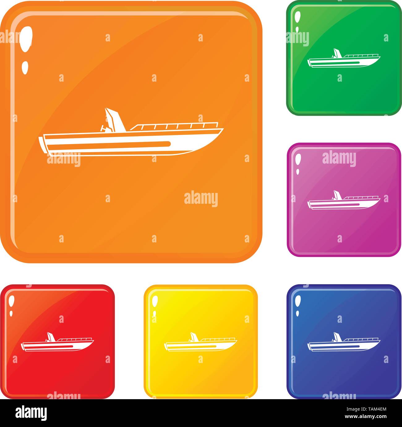 Motor speed boat icons set vector color Stock Vector Image & Art - Alamy