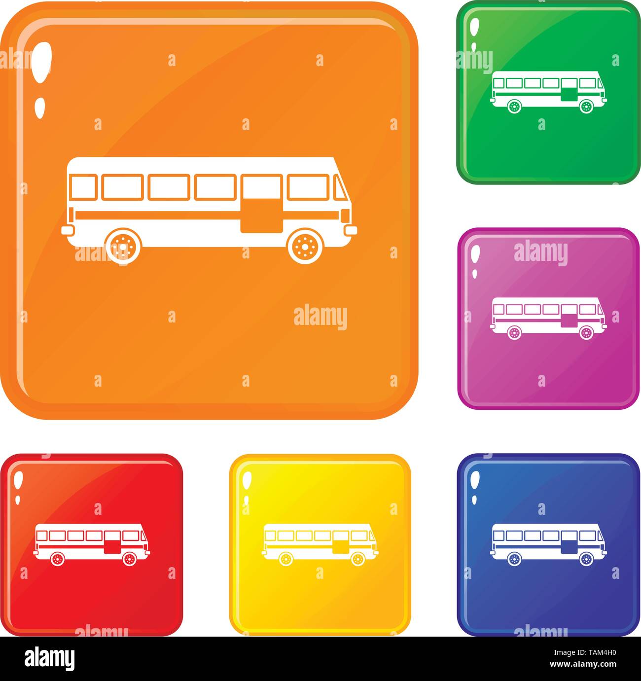 Bus icons set vector color Stock Vector Image & Art - Alamy