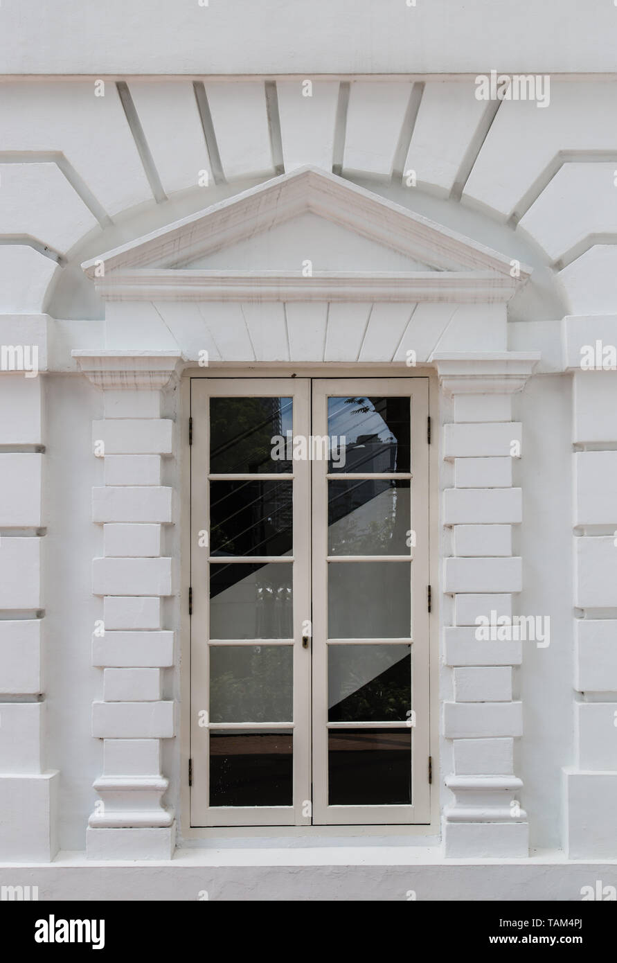 vintage white color window facade Stock Photo - Alamy