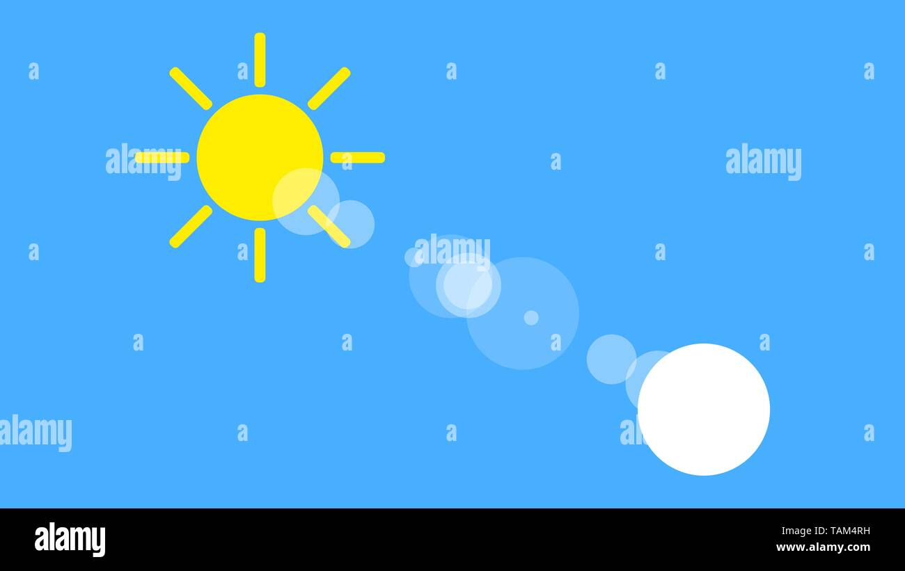 Sunny weather sign icon on blue background. Yellow sun illustration ...