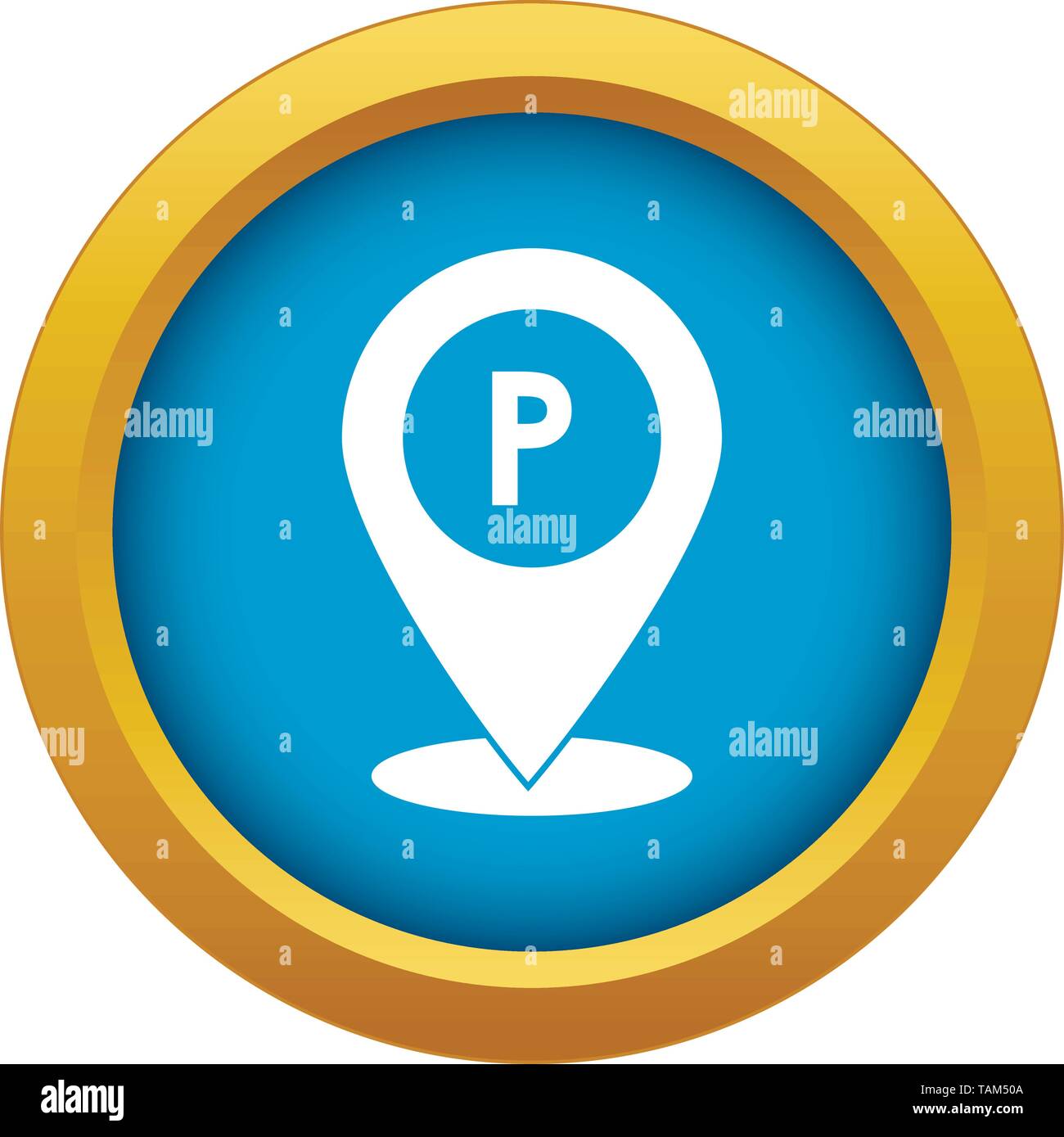 Map pointer with car parking sign icon blue vector isolated Stock ...