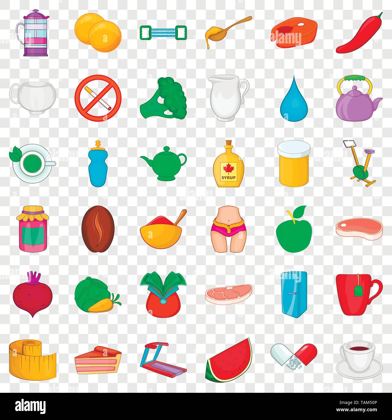Wellness icons set, cartoon style Stock Vector Image & Art - Alamy