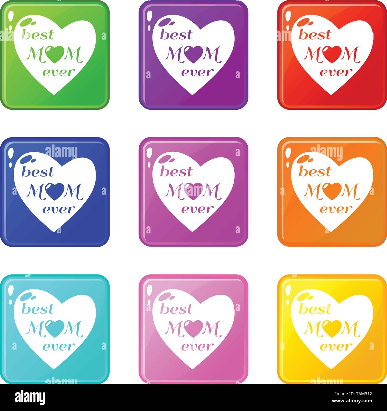 Best mother icons set 9 color collection Stock Vector Image & Art - Alamy