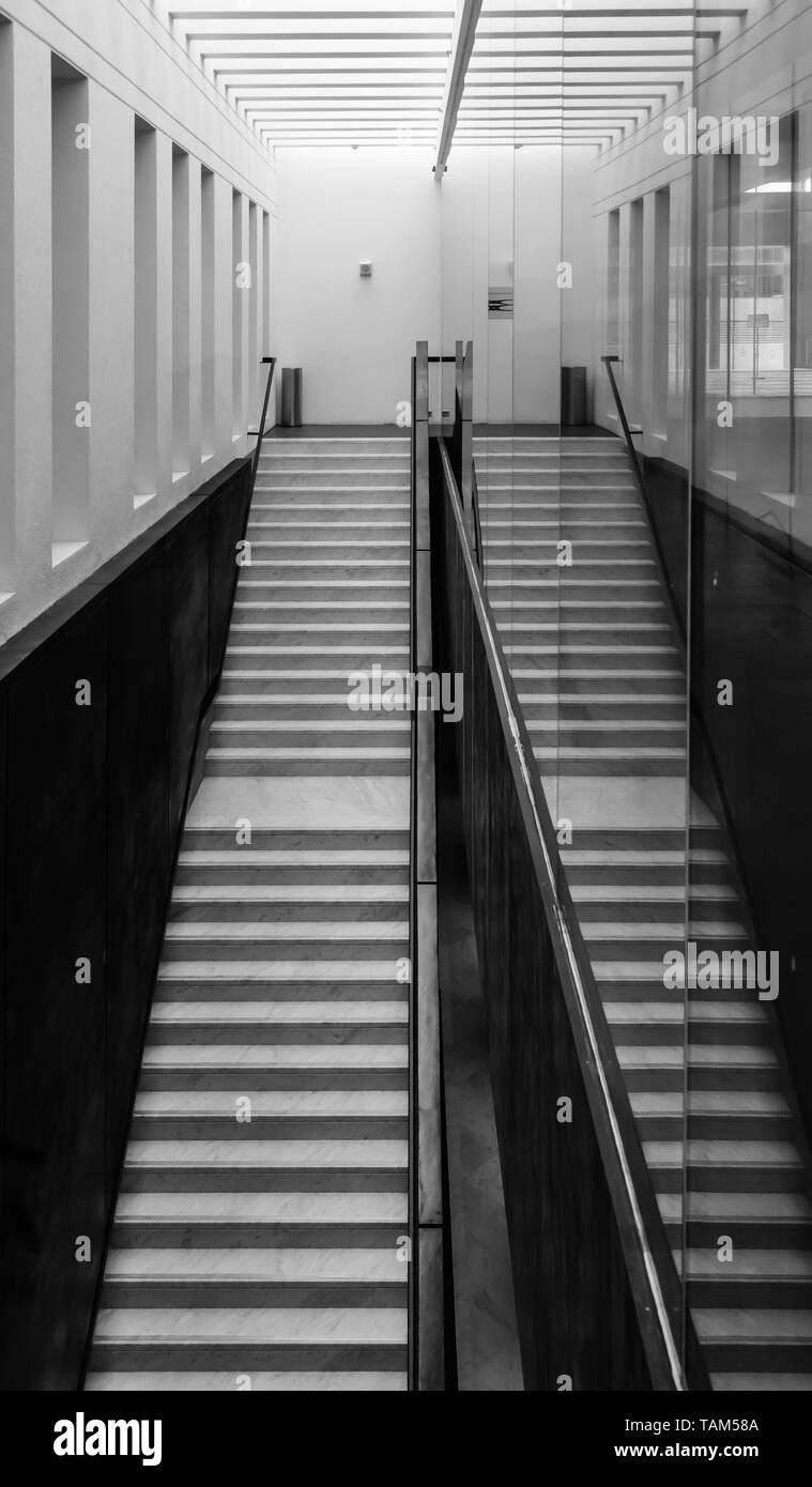 black long stairs modern design with mirror Stock Photo - Alamy