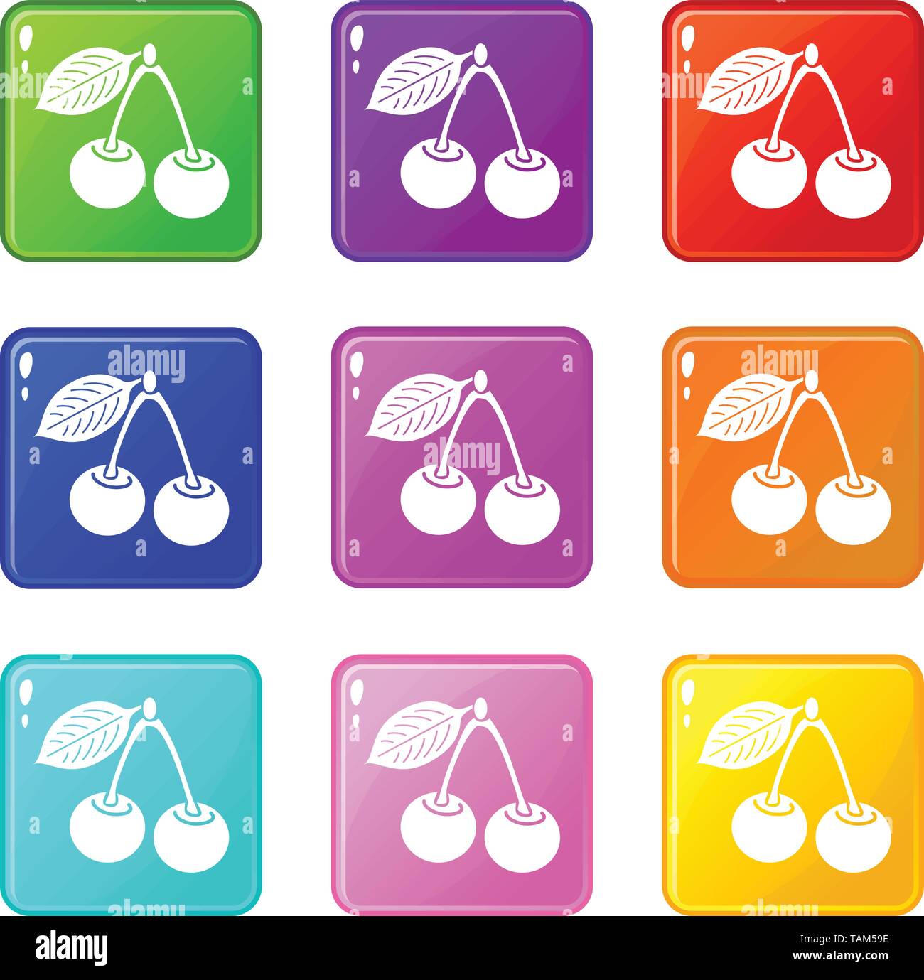 Cherry icons set 9 color collection Stock Vector Image & Art - Alamy