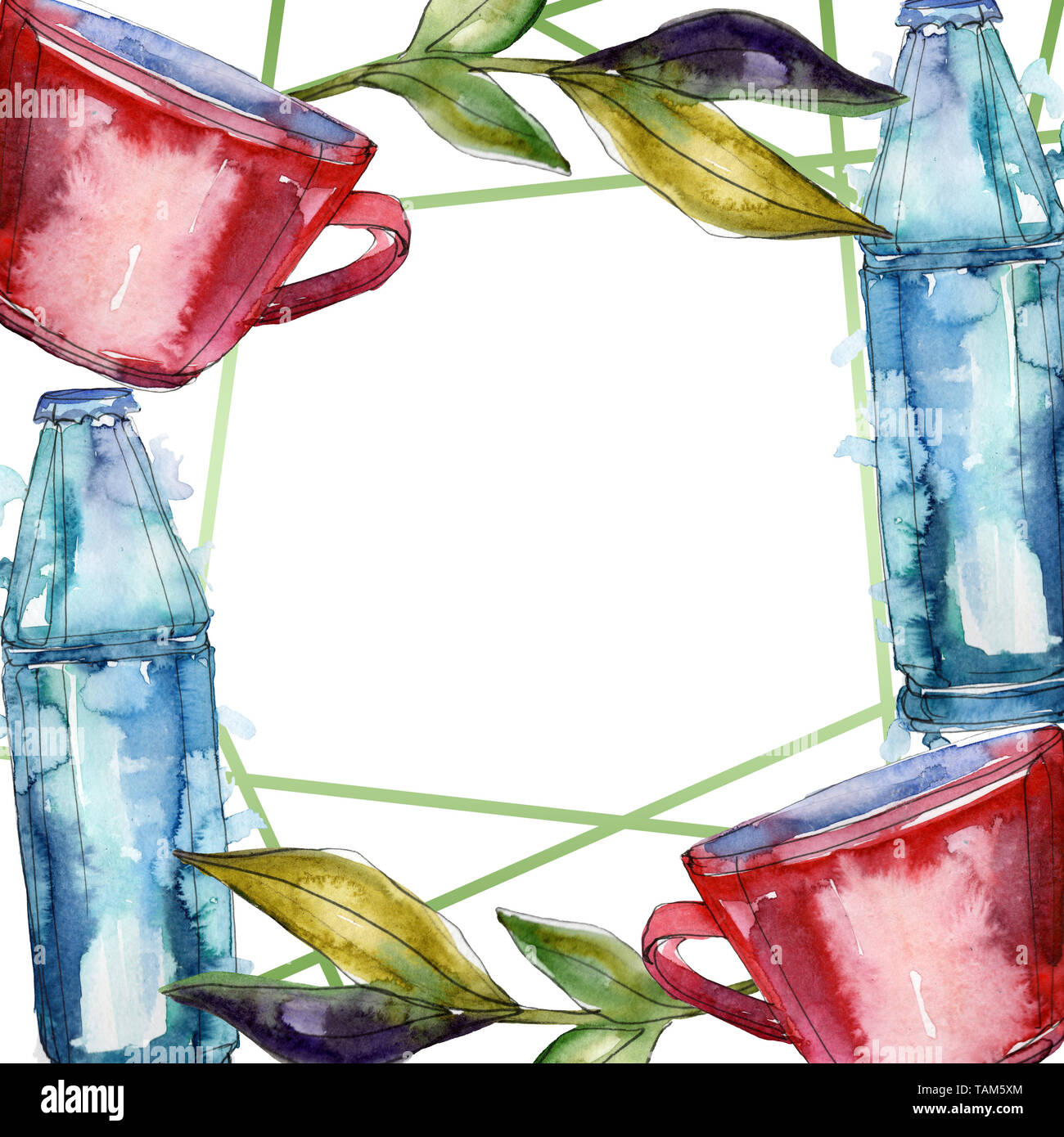 Fresh and cold soft drinks. Watercolor background illustration set ...