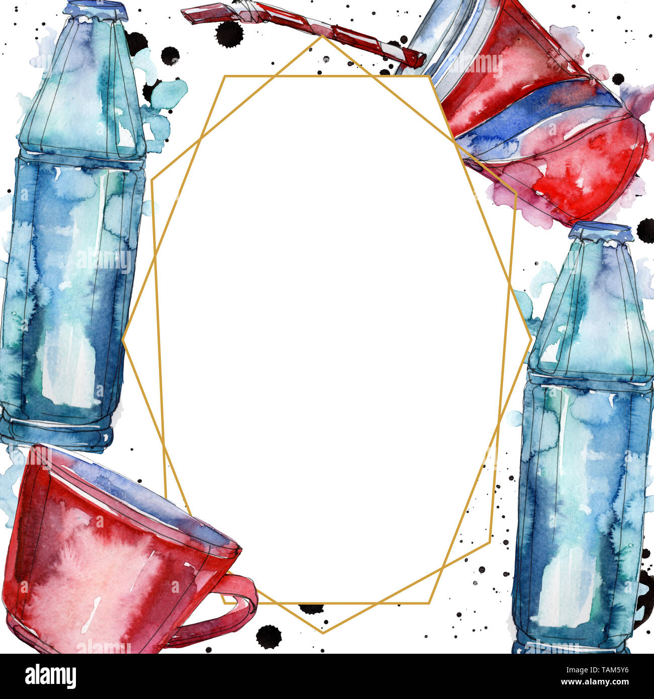 Fresh and cold soft drinks. Watercolor background illustration set ...