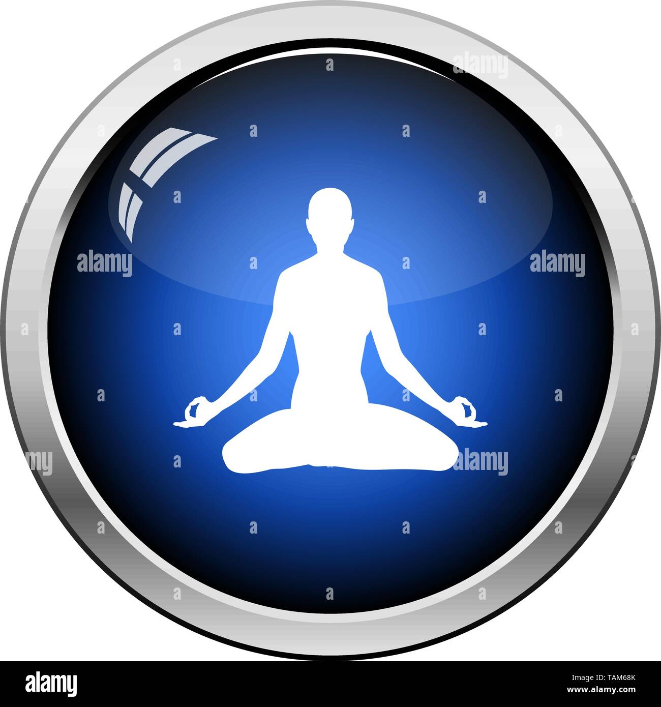 Lotus Pose Icon. Glossy Button Design. Vector Illustration Stock Vector ...