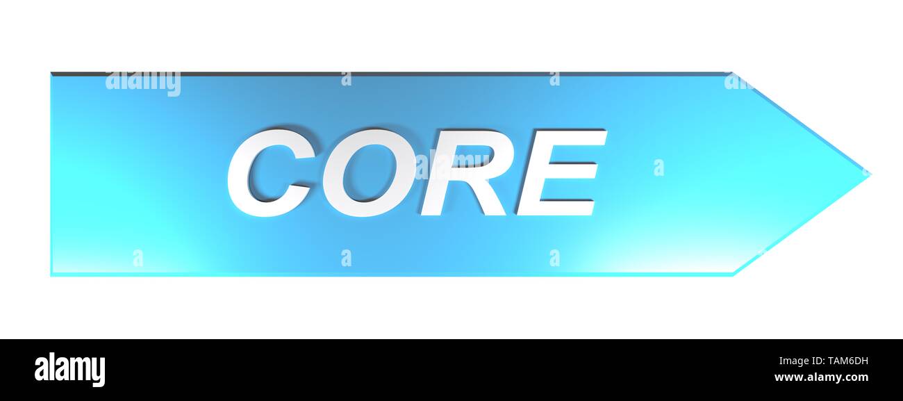 CORE blue arrow sign - 3D rendering illustration Stock Photo - Alamy