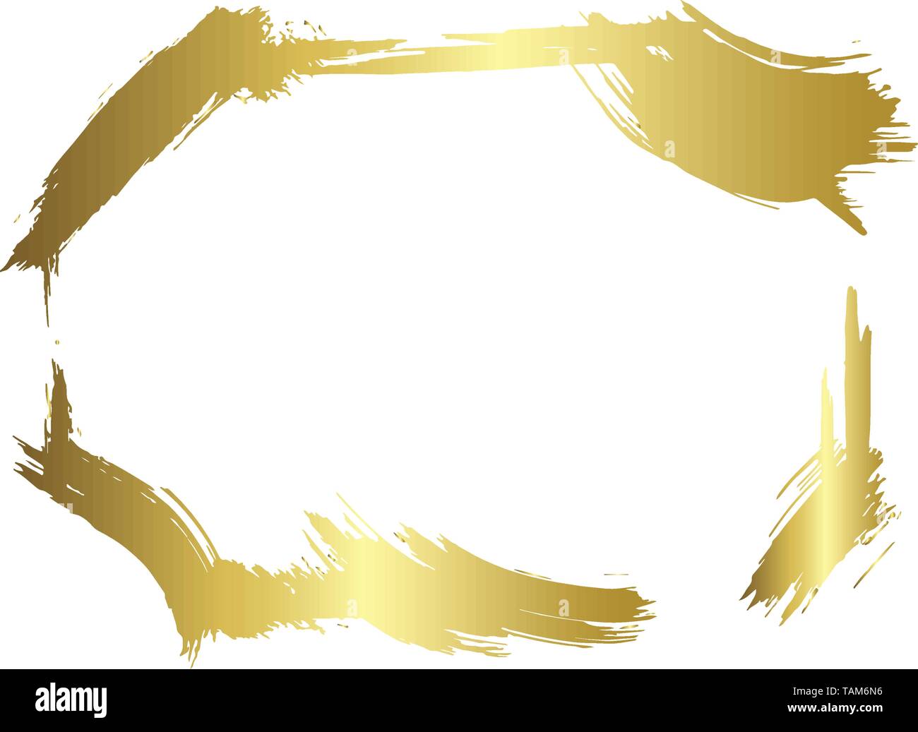 Vector Set of dry brush frames. Hand drawn artistic frames. Golden ...