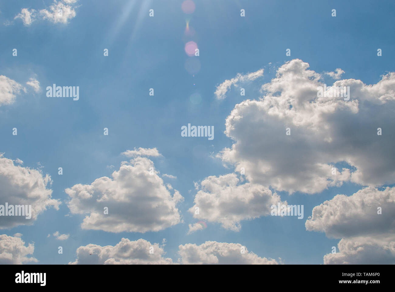 Sunrise with sunshine, sky with clouds and sun in the sky. Suitable for ...