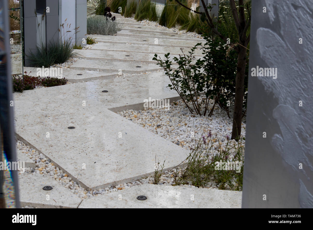 White granite walkway in the beautiful garden Stock Photo - Alamy