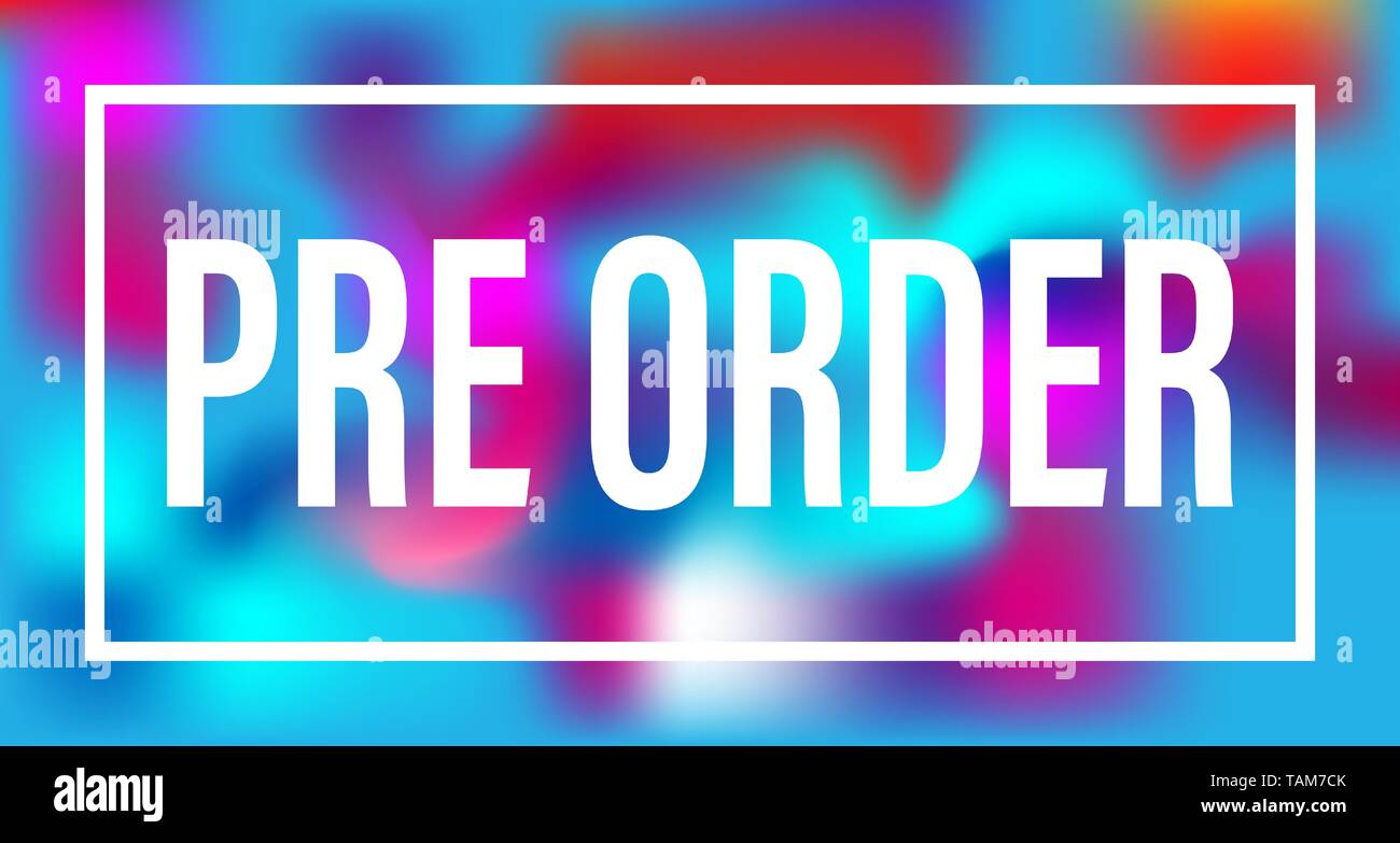 Vector of modern vibrant pre order web label on black background Stock ...