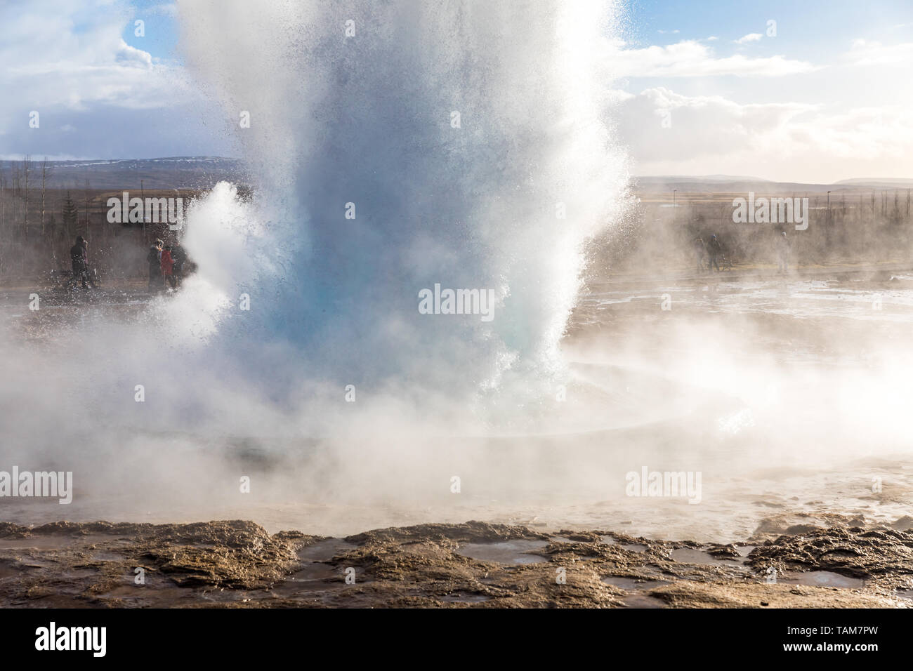 strokkur geysir hot spring Eruption in golden circle Iceland Stock ...