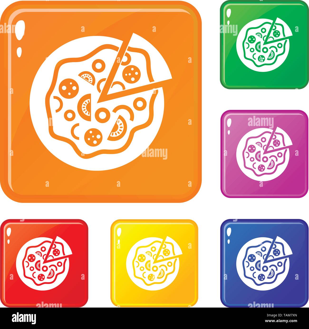 Pizza food icons set vector color Stock Vector Image & Art - Alamy