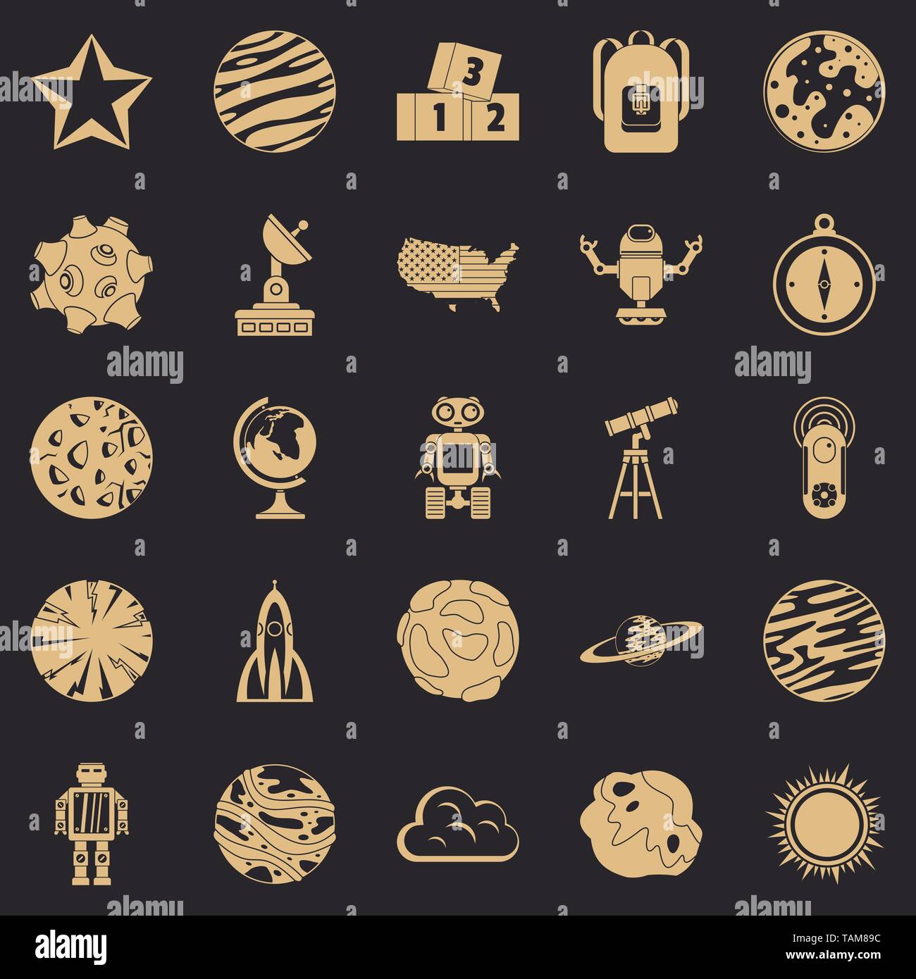 Space icons set, simple style Stock Vector Image & Art - Alamy