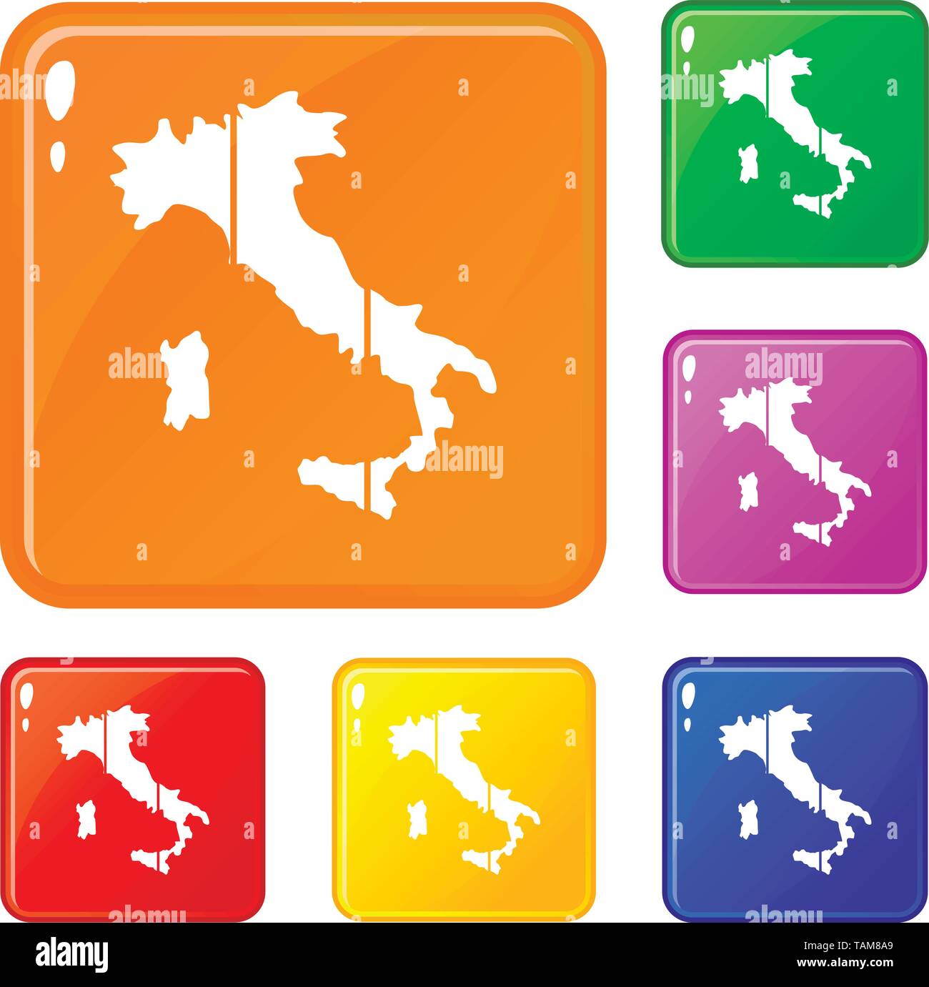Map of Italy icons set vector color Stock Vector Image & Art - Alamy