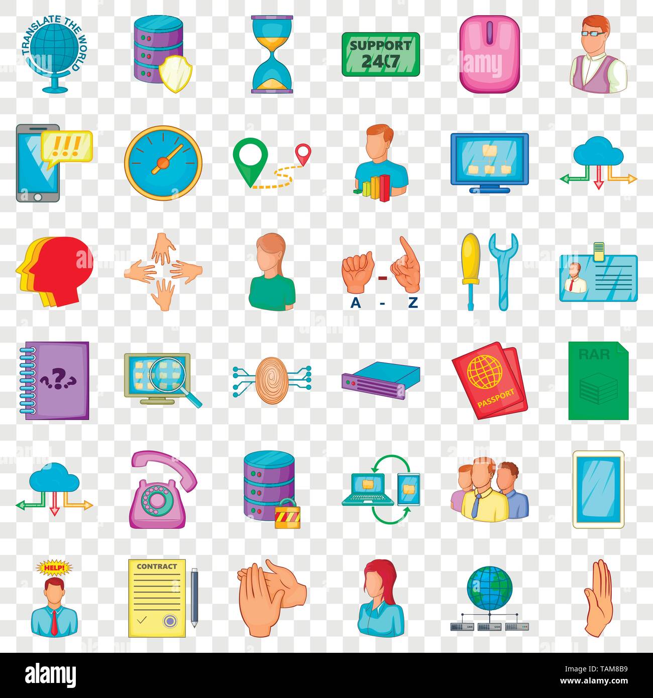 Telecommunication icons set, cartoon style Stock Vector Image & Art - Alamy