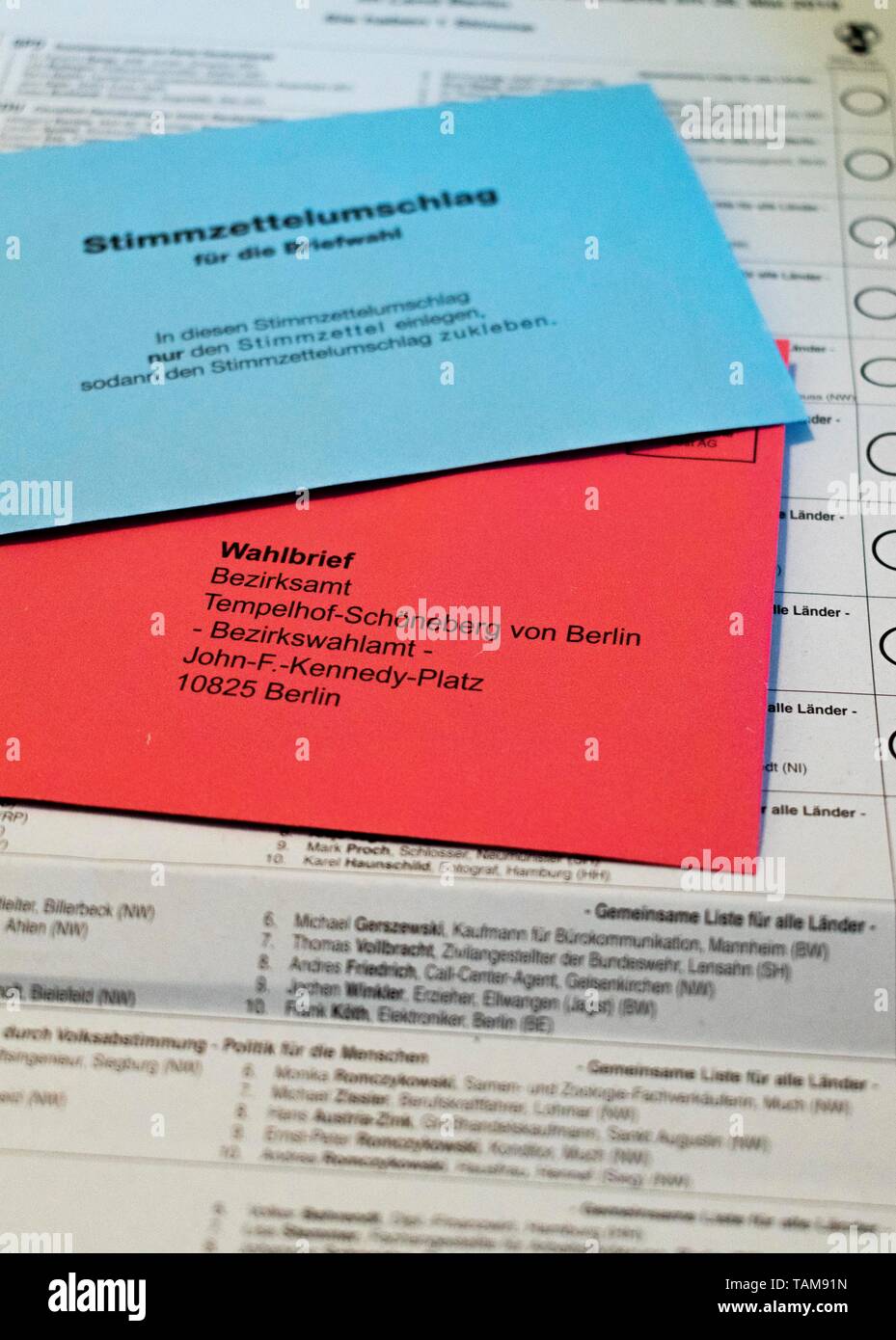 Ballot envelope and ballot letter on ballot paper, postal vote, Germany ...