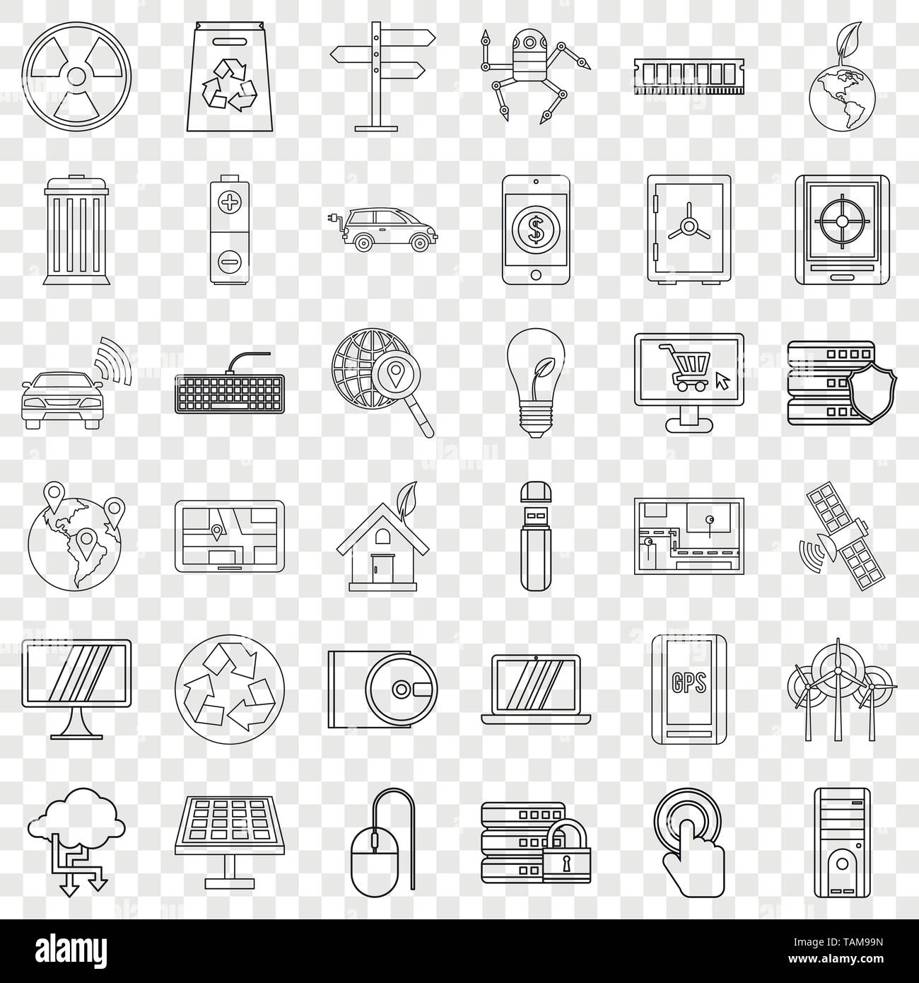 Technology icons set, outline style Stock Vector Image & Art - Alamy