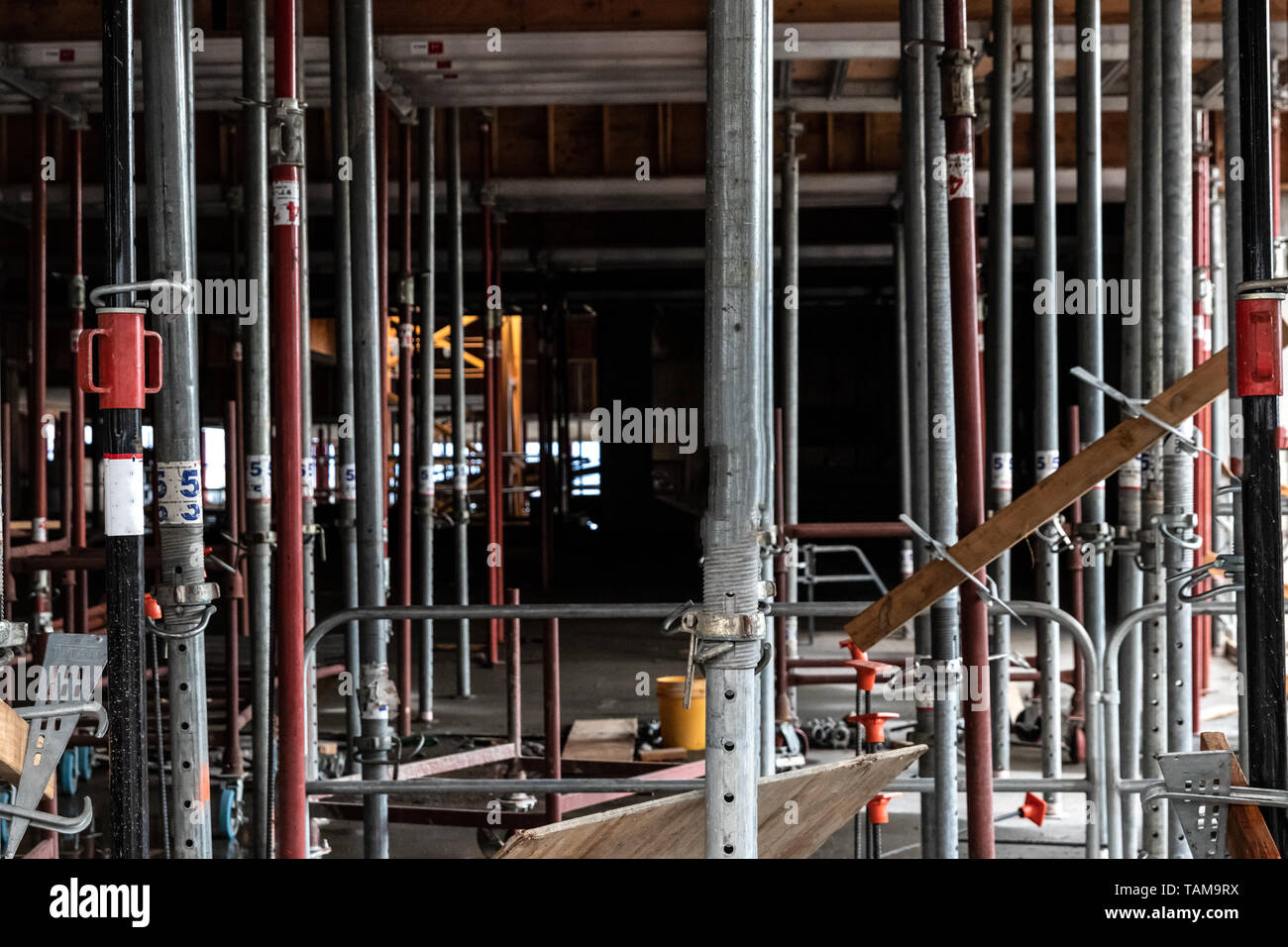 Building construction area with safety bars and equipment Stock Photo ...