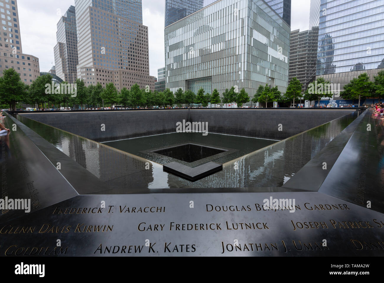 North Reflection Pool of the 9/11 Memorial in New York City, NY Stock ...