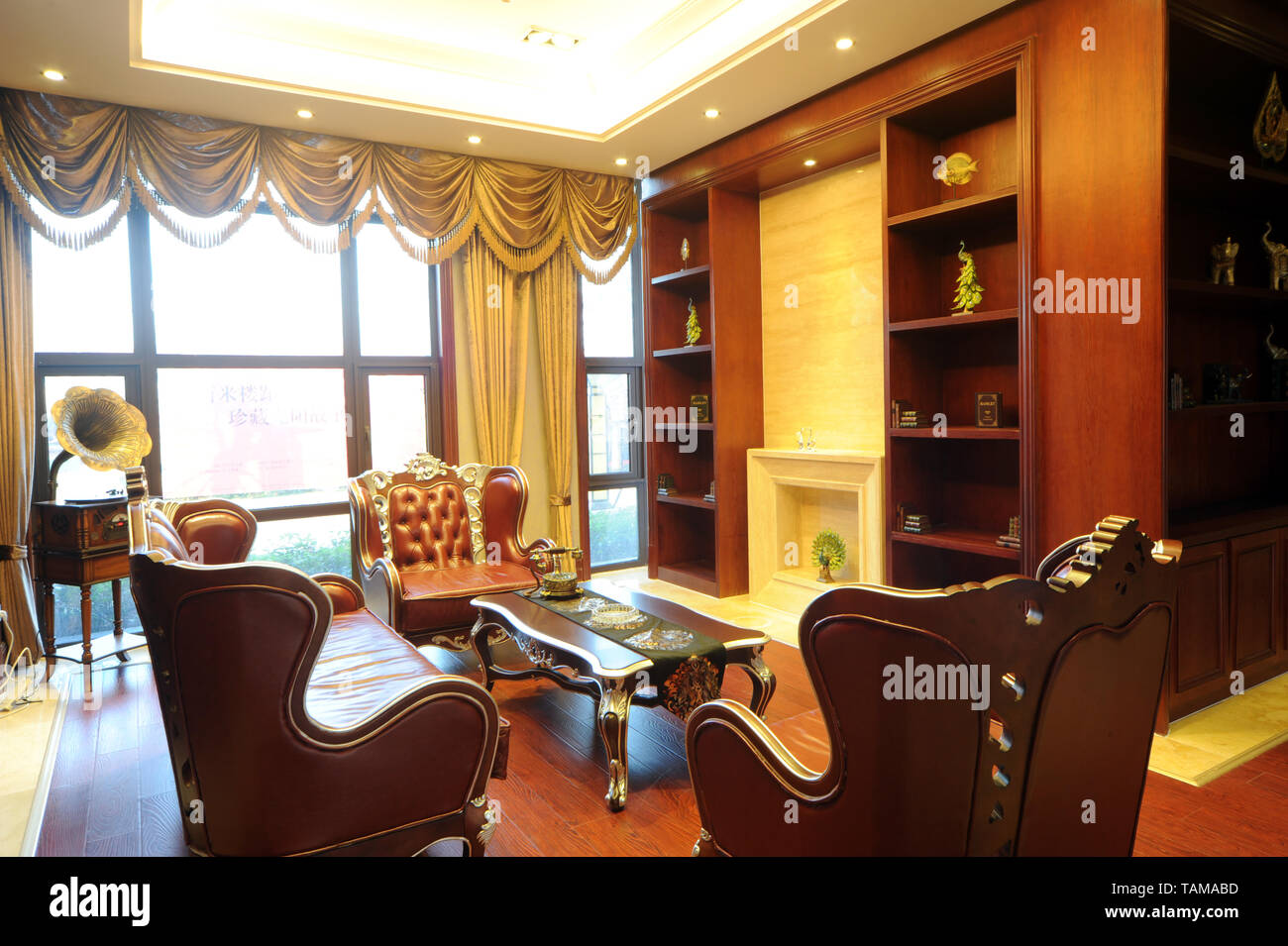 Home new chinese living room with new chinese style hi-res stock ...
