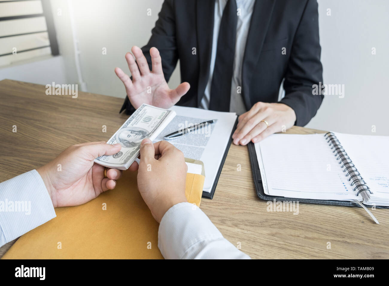 anti bribery and corruption concepts, Businessman refusing or rejecting ...