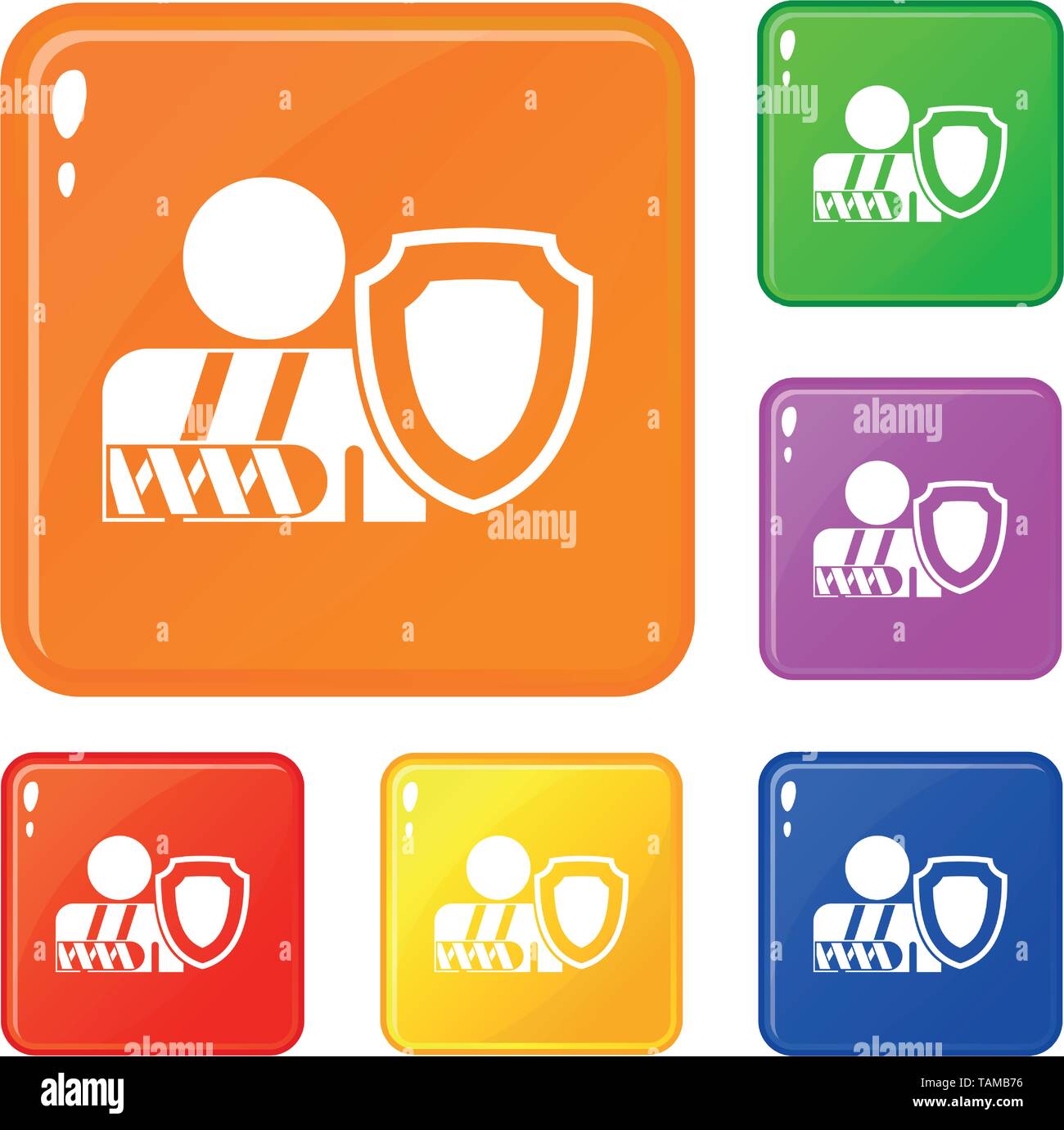 oken arm and safety shield icons set vector color Stock Vector Image ...