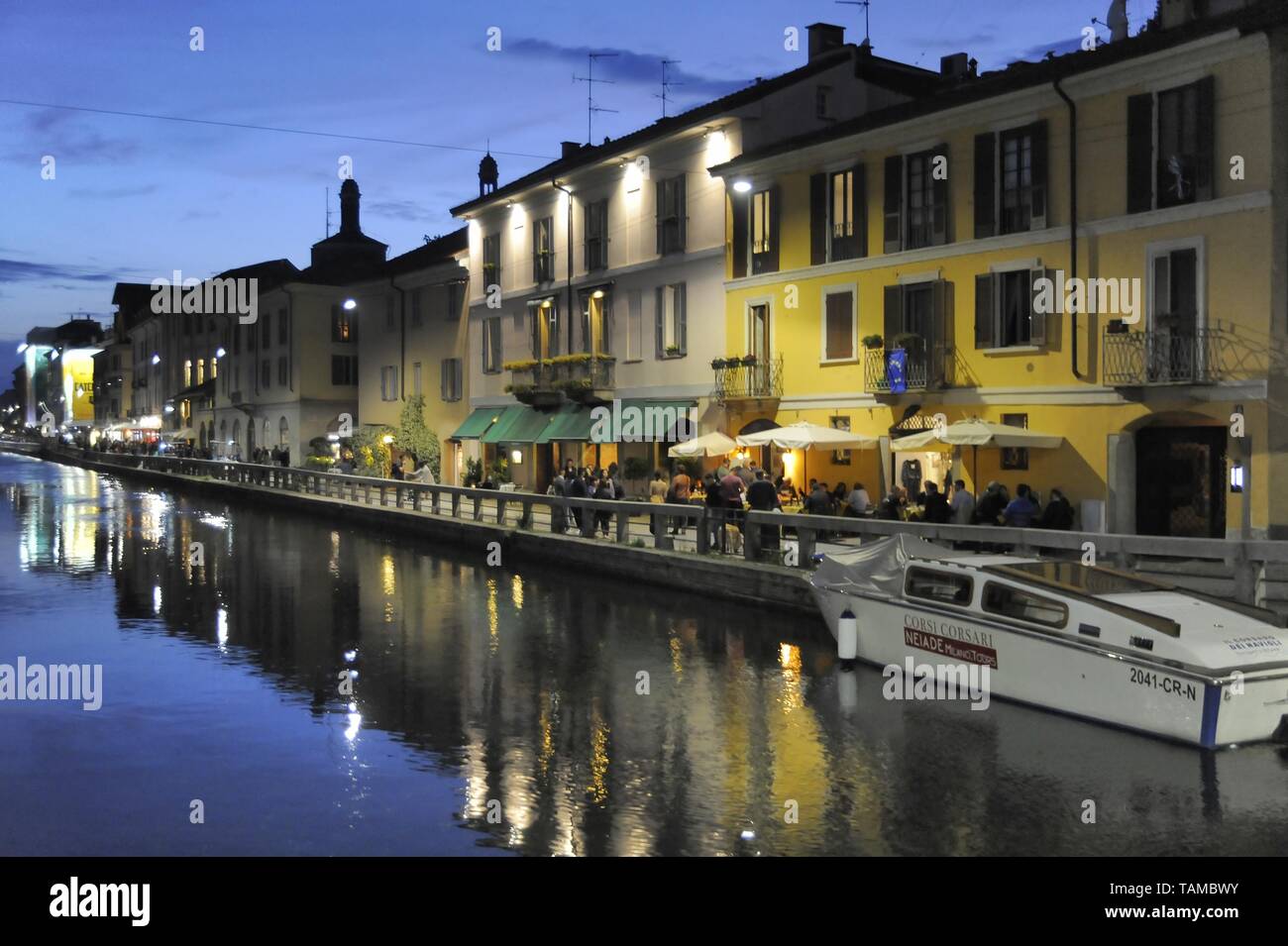 Milan(Italy), Naviglio Grande canal , touristic boats Stock Photo - Alamy