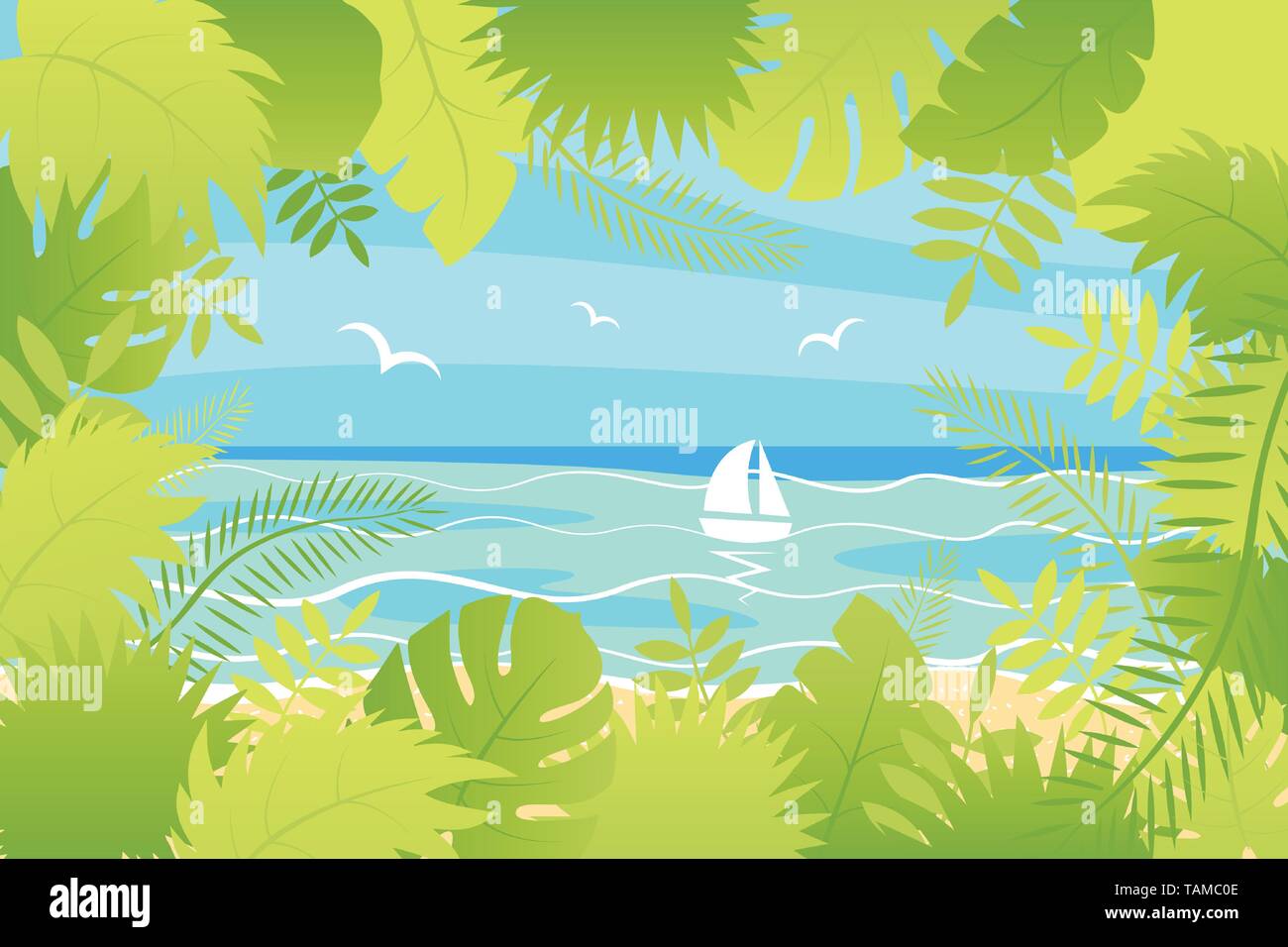 Summer landscape Vector illustration in flat style Stock Vector Image ...