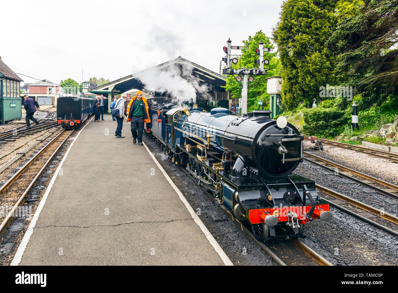 Light steam engine 4-8-2 Samson at New Romney railway station at Romney ...