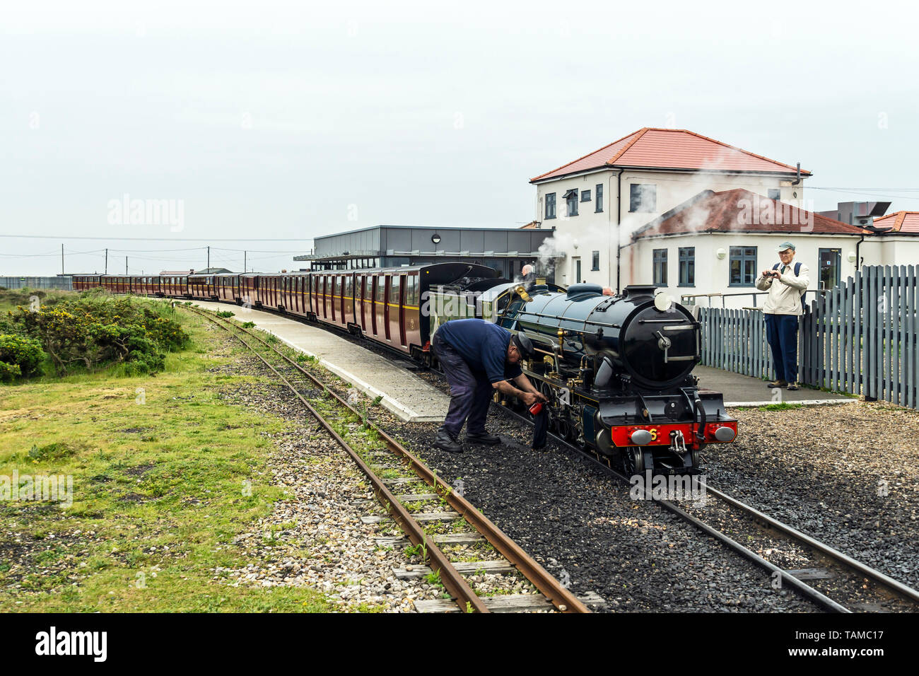 Light steam engine samson outside End of the line restaurant at Romney ...