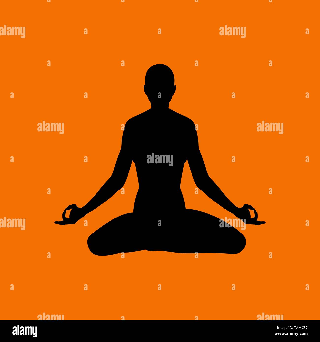 Lotus Pose Icon. Black on Orange Background. Vector Illustration Stock ...