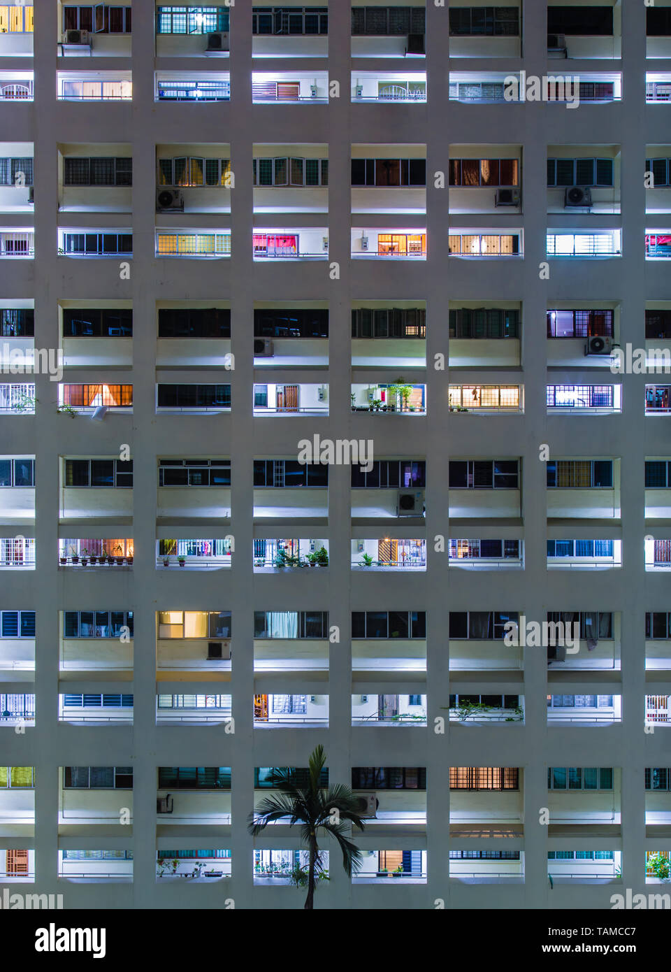 residential building window night facade Stock Photo - Alamy