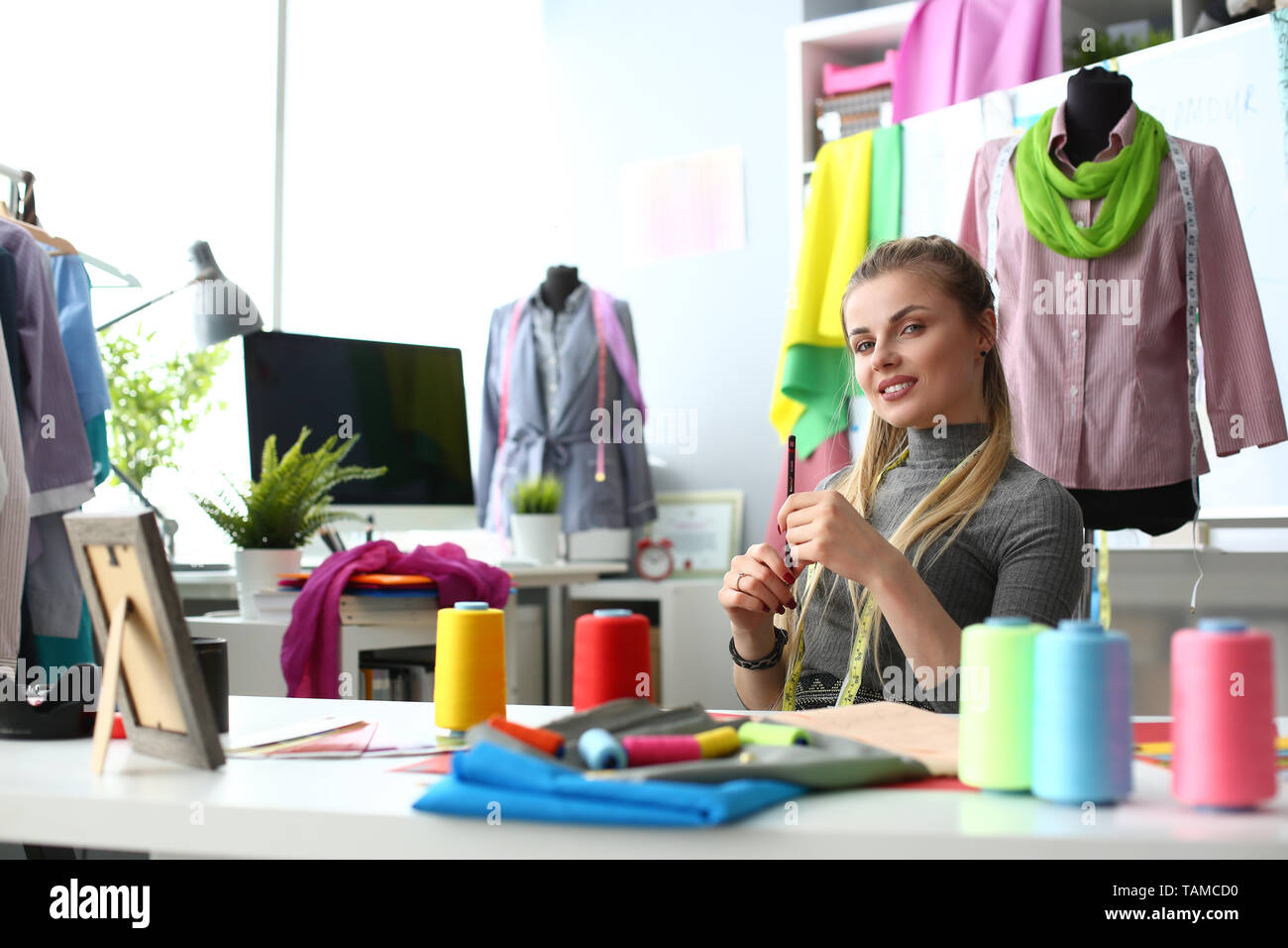 Tailor Creating Clothes Handicraft Sewing Concept Stock Photo - Alamy