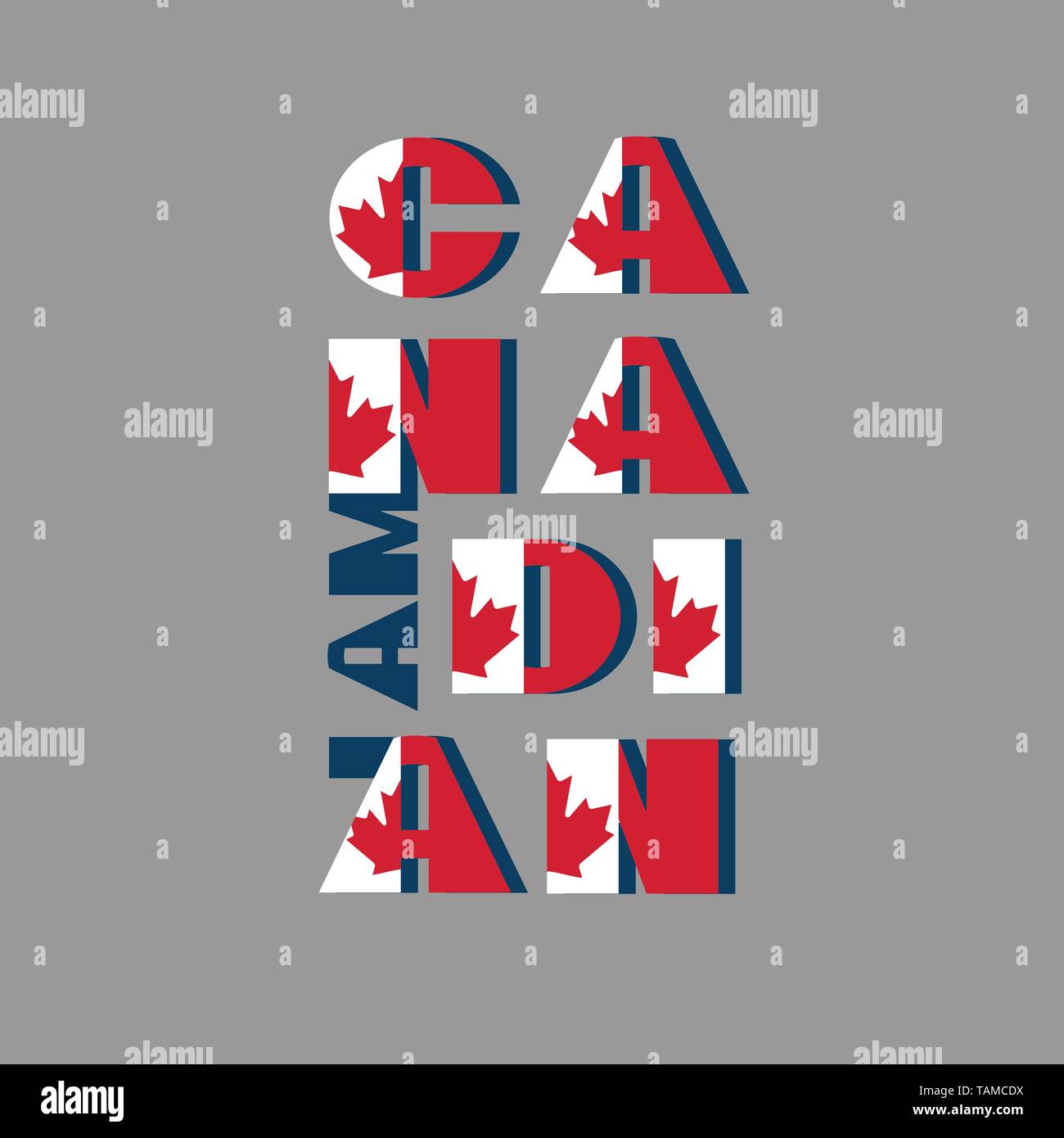 I am Canadian modert poster card. Pattern with National flag red and ...
