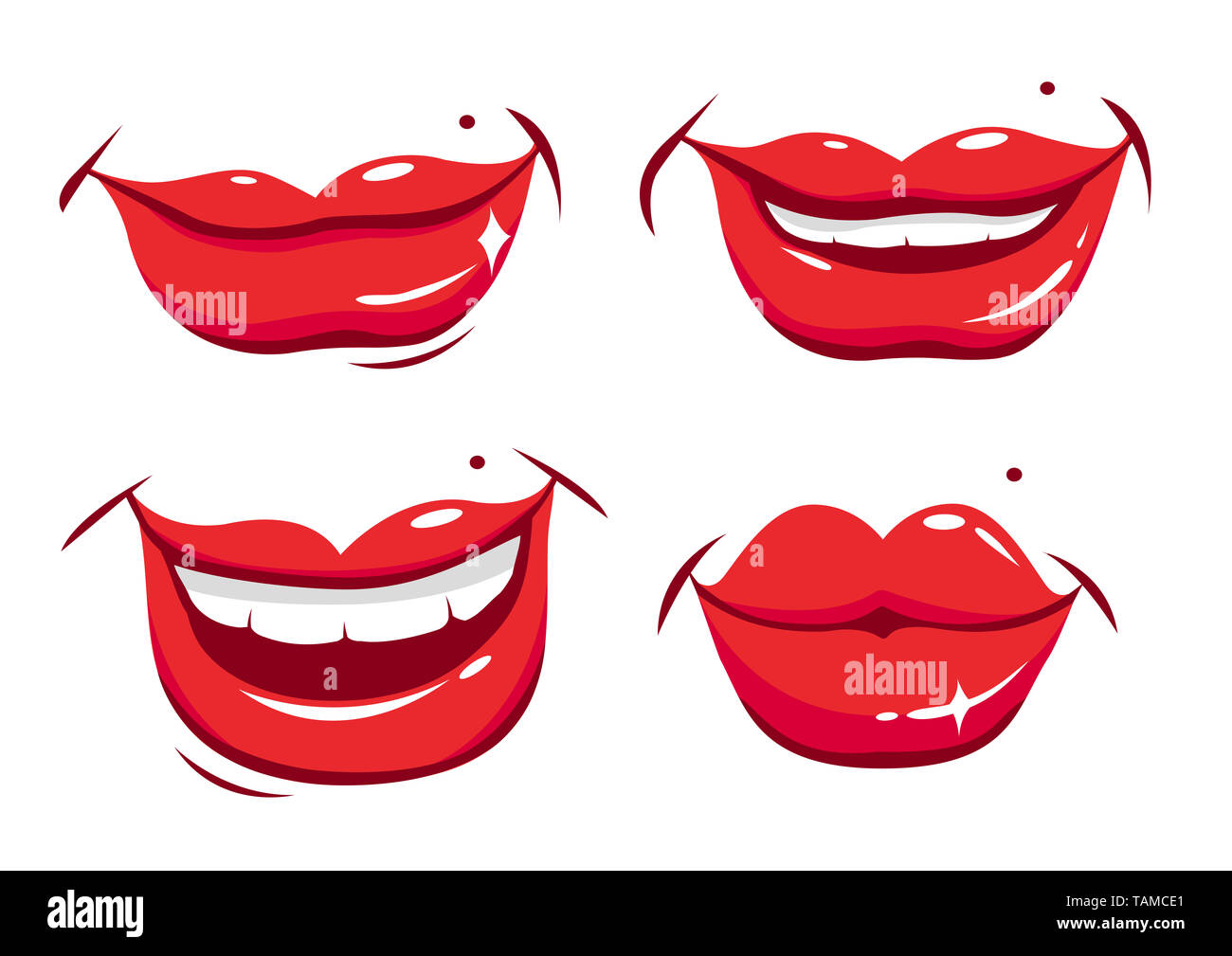 Smiling female lips. Mouths smiling. Lips talking and laughing Stock ...
