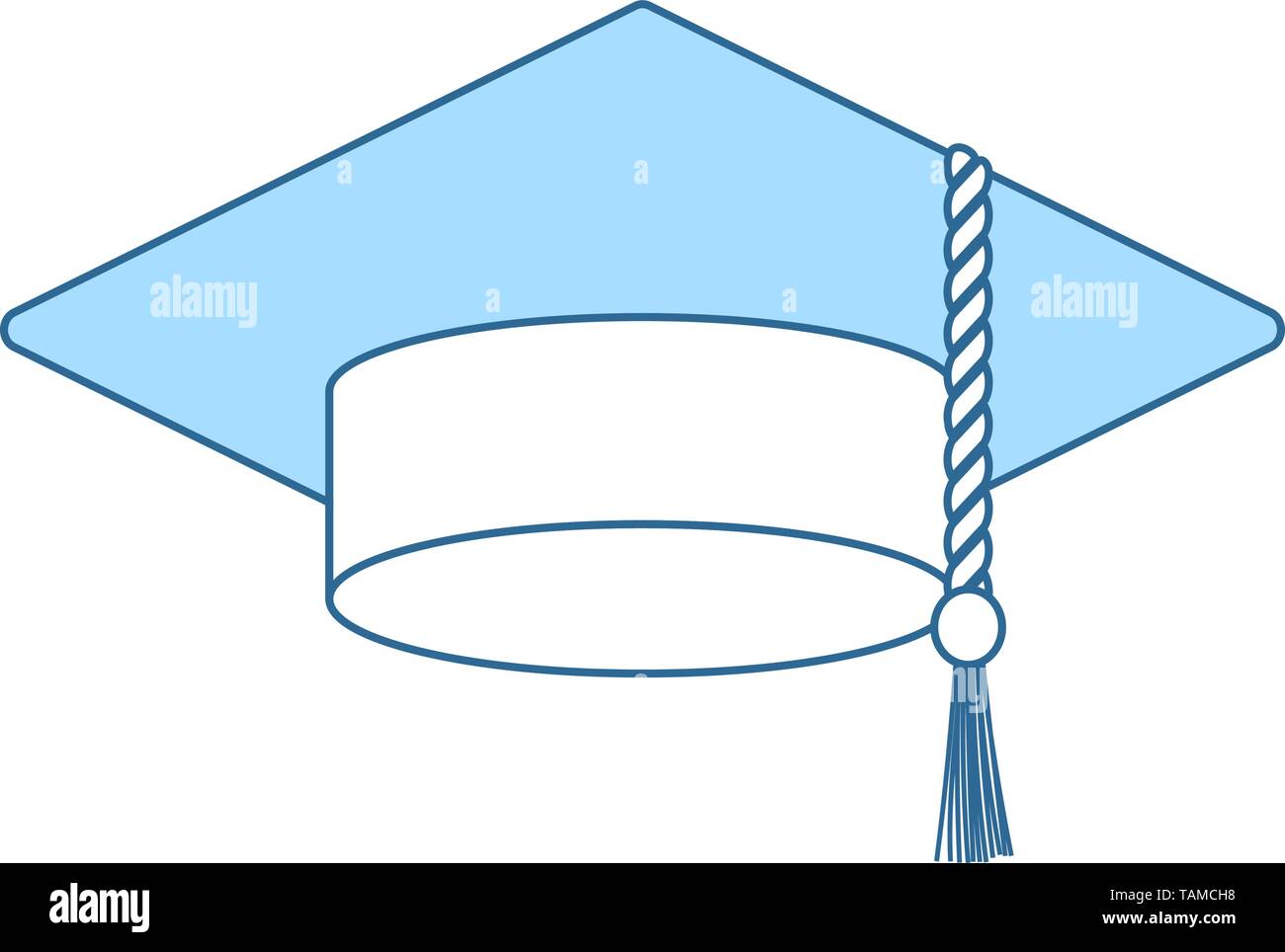 Graduation Cap Icon. Thin Line With Blue Fill Design. Vector ...