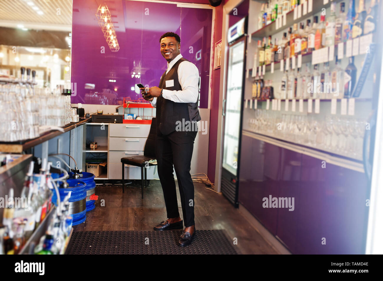 Black african male man bartender hi-res stock photography and images ...
