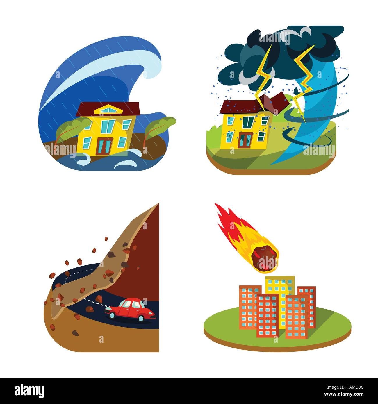 Vector design of cataclysm and disaster icon. Set of cataclysm and ...