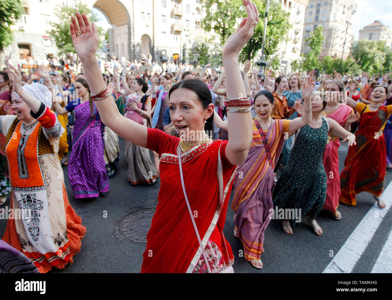 Hare krishna devotees dance in hi-res stock photography and images - Alamy