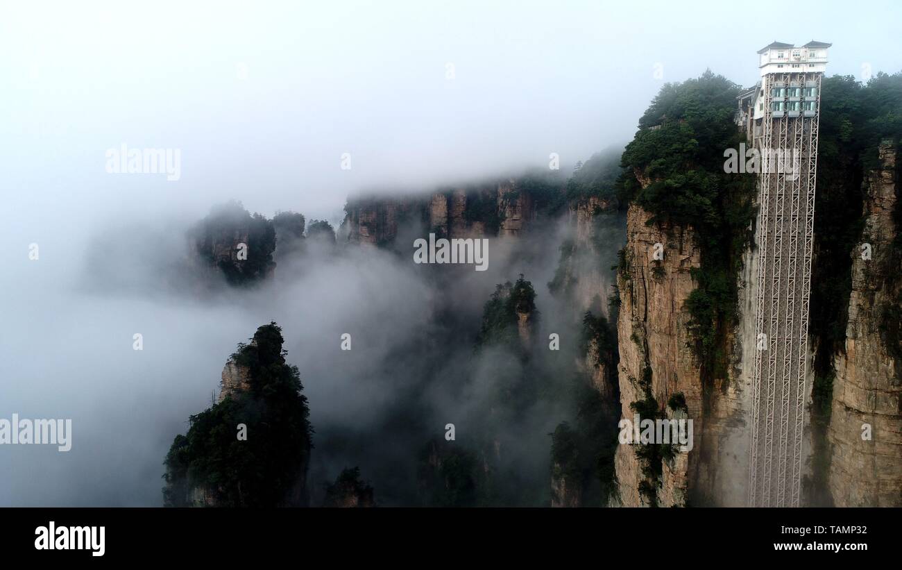 Zhangjiajie. 26th May, 2019. Aerial photo taken on May 26, 2019 shows ...
