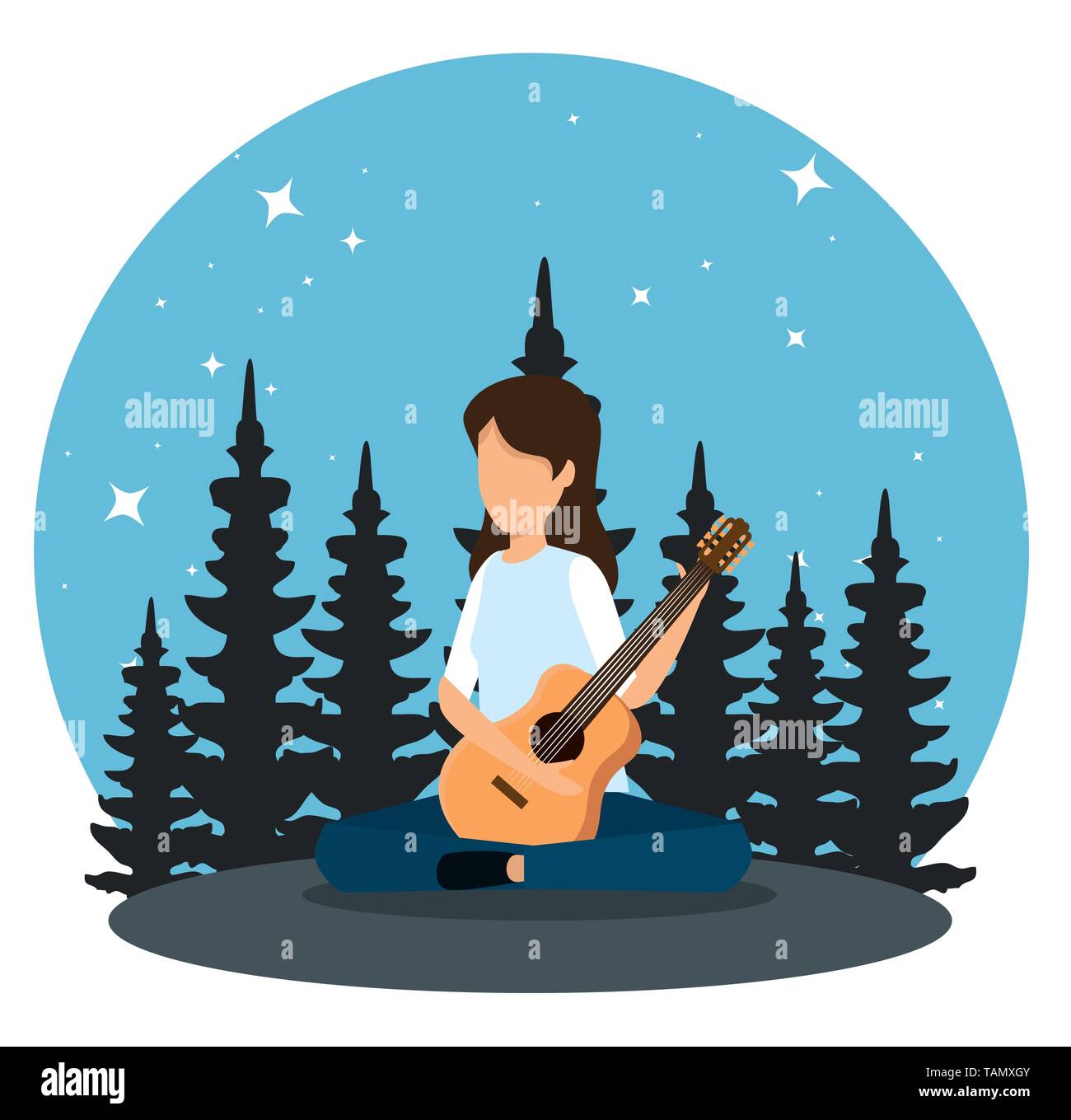 Tourist woman enjoy nature relaxation Stock Vector Images - Alamy