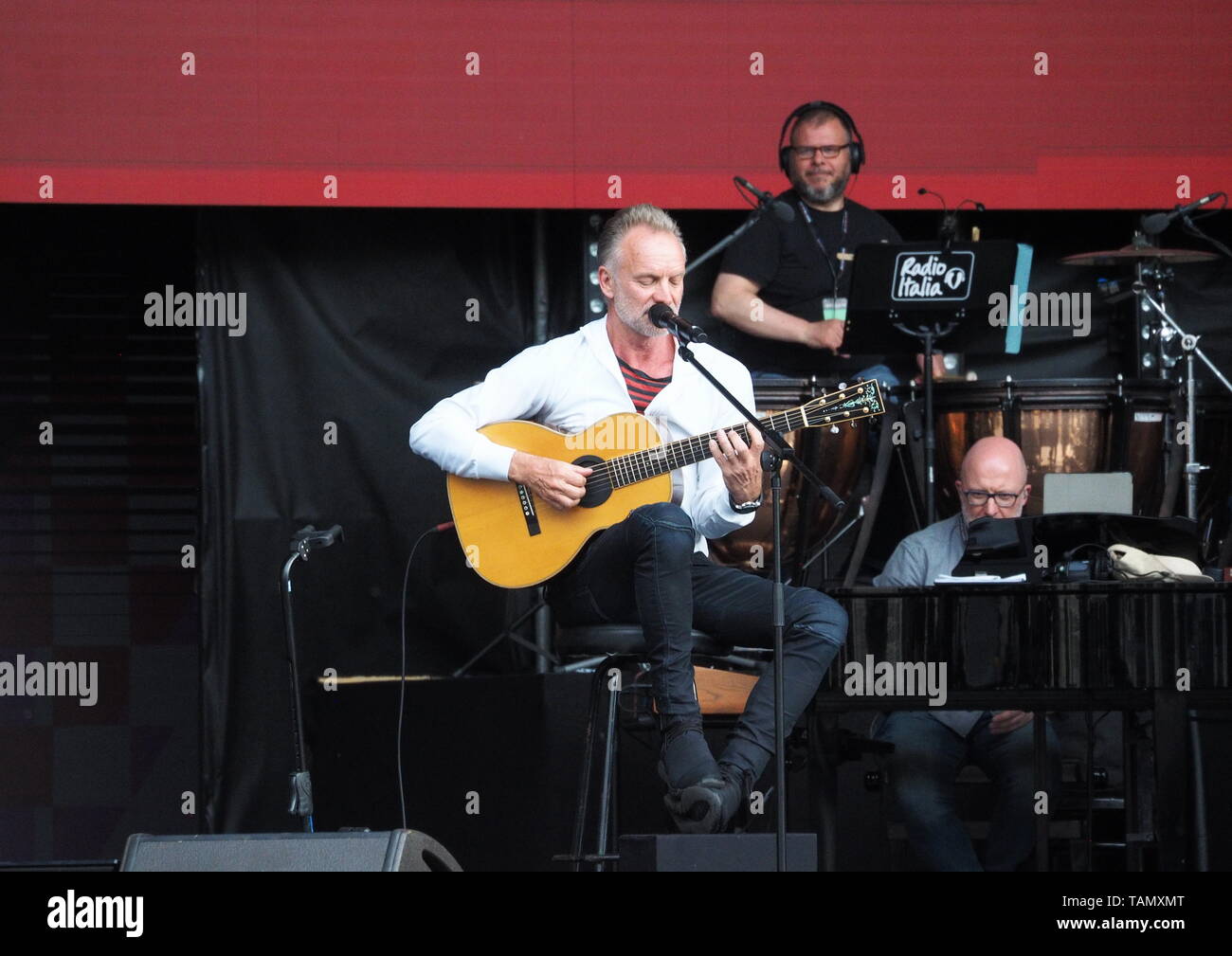 MILAN, Italy: 26 may 2019: Sting, famous guitarist and singer, during ...